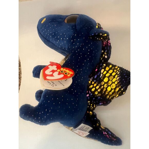 Toys | Ty Beanie Boo Saffire Plush Blue Speckled Dragon 6 Inch Stuffed ...